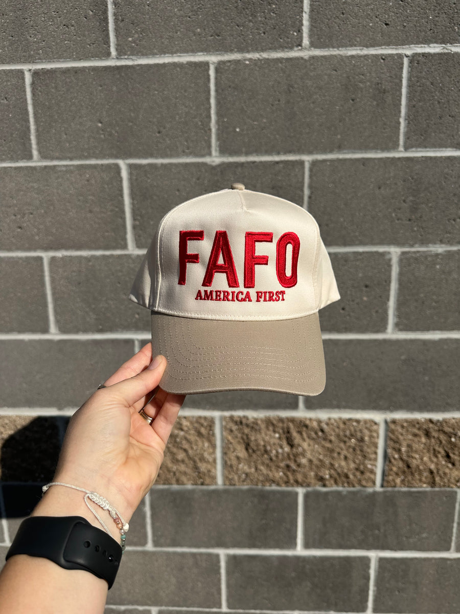 FAFO AMERICA FIRST - ADULT EMBROIDERED HAT – Little Hunters Wife
